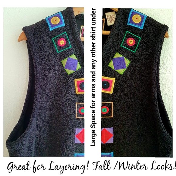 Vintage | Jackets & Coats | Vintage Geometric Embroidery Pattern Vest ...